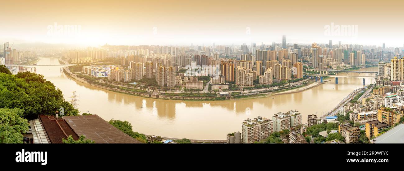 Aerial view of the Yangtze River and Chongqing city landscape Stock ...