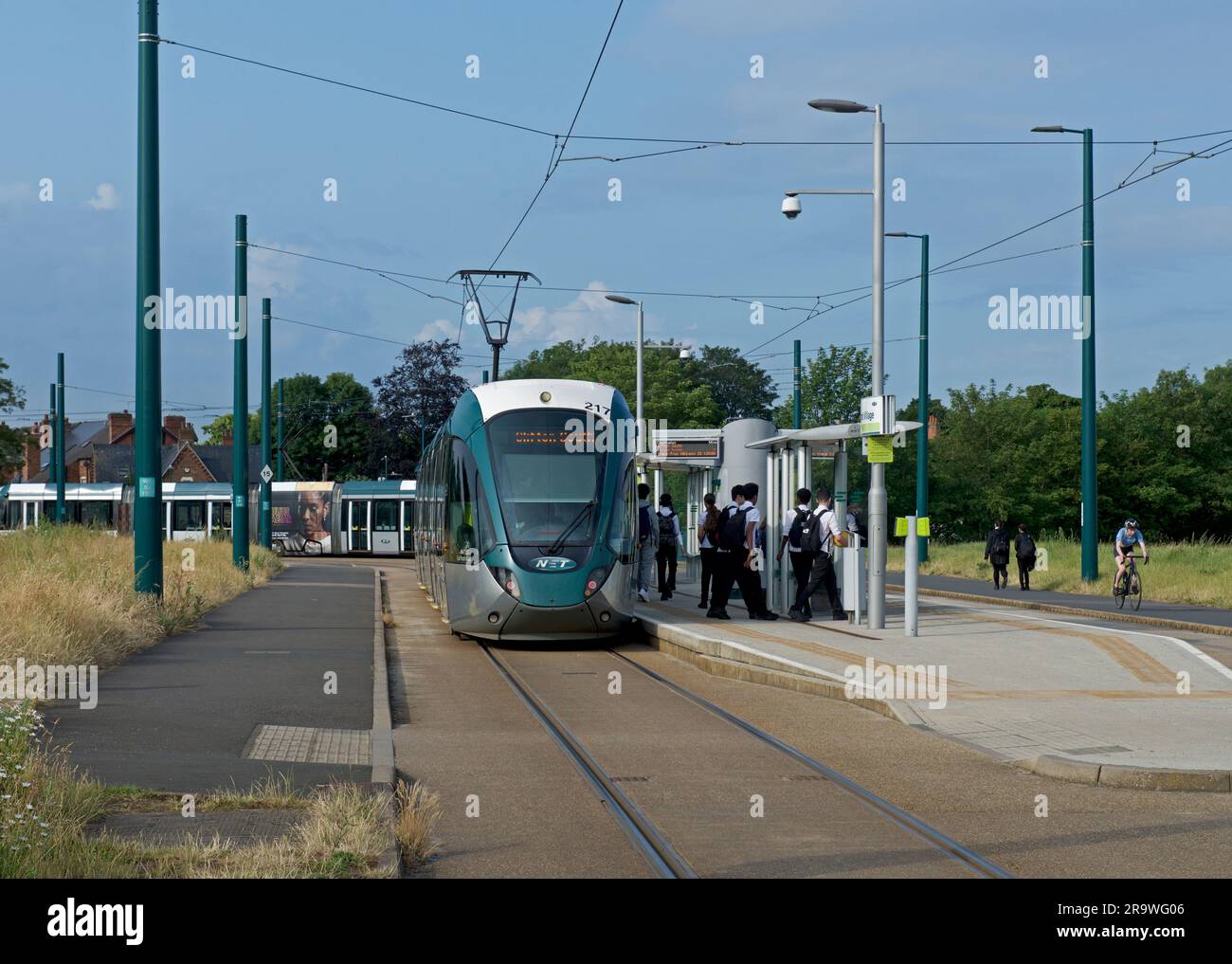 Nottingham Express trams at Wilford village stop, Nottingham ...
