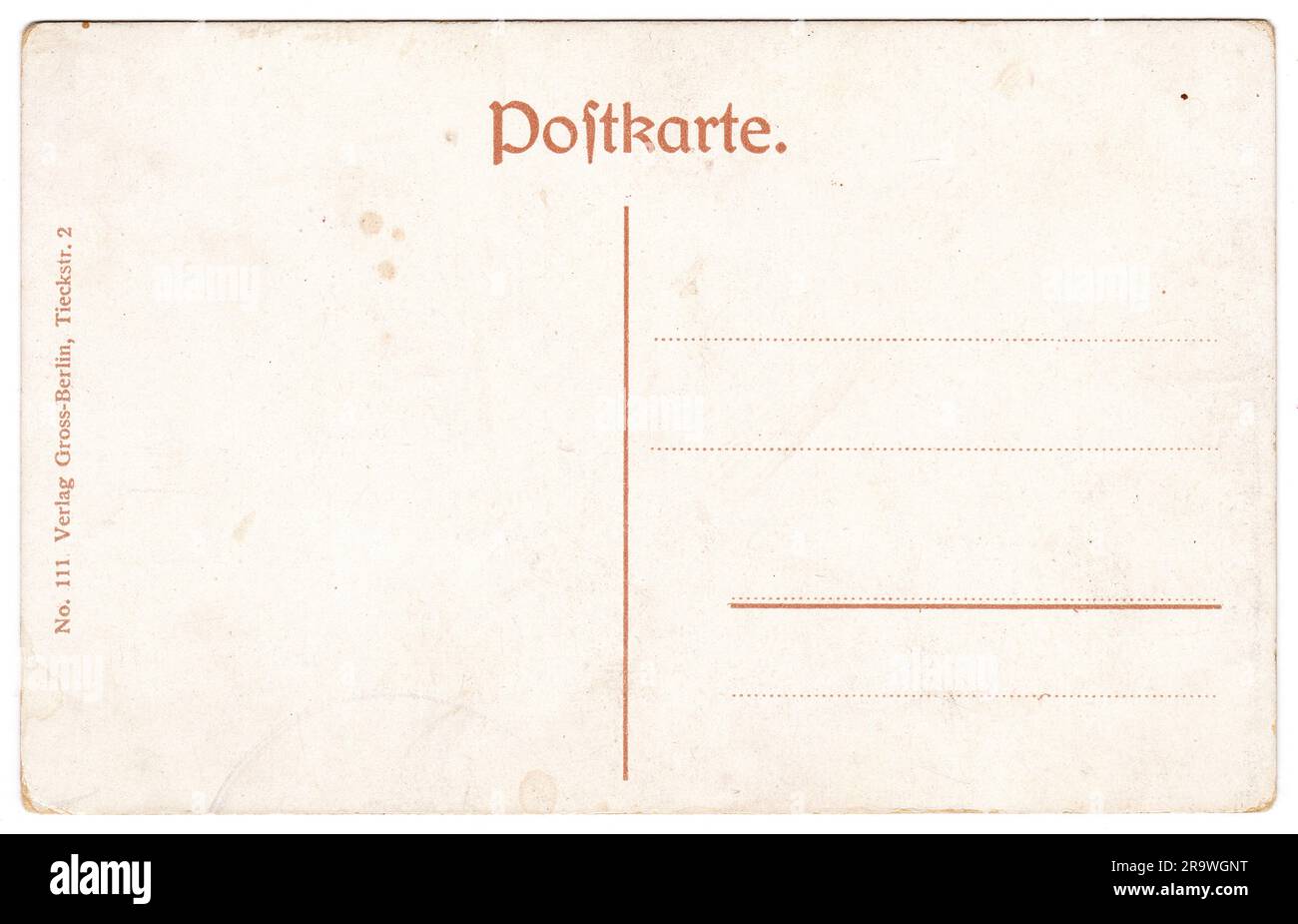 Vintage postcard reverse side with weathered edges on white background ...