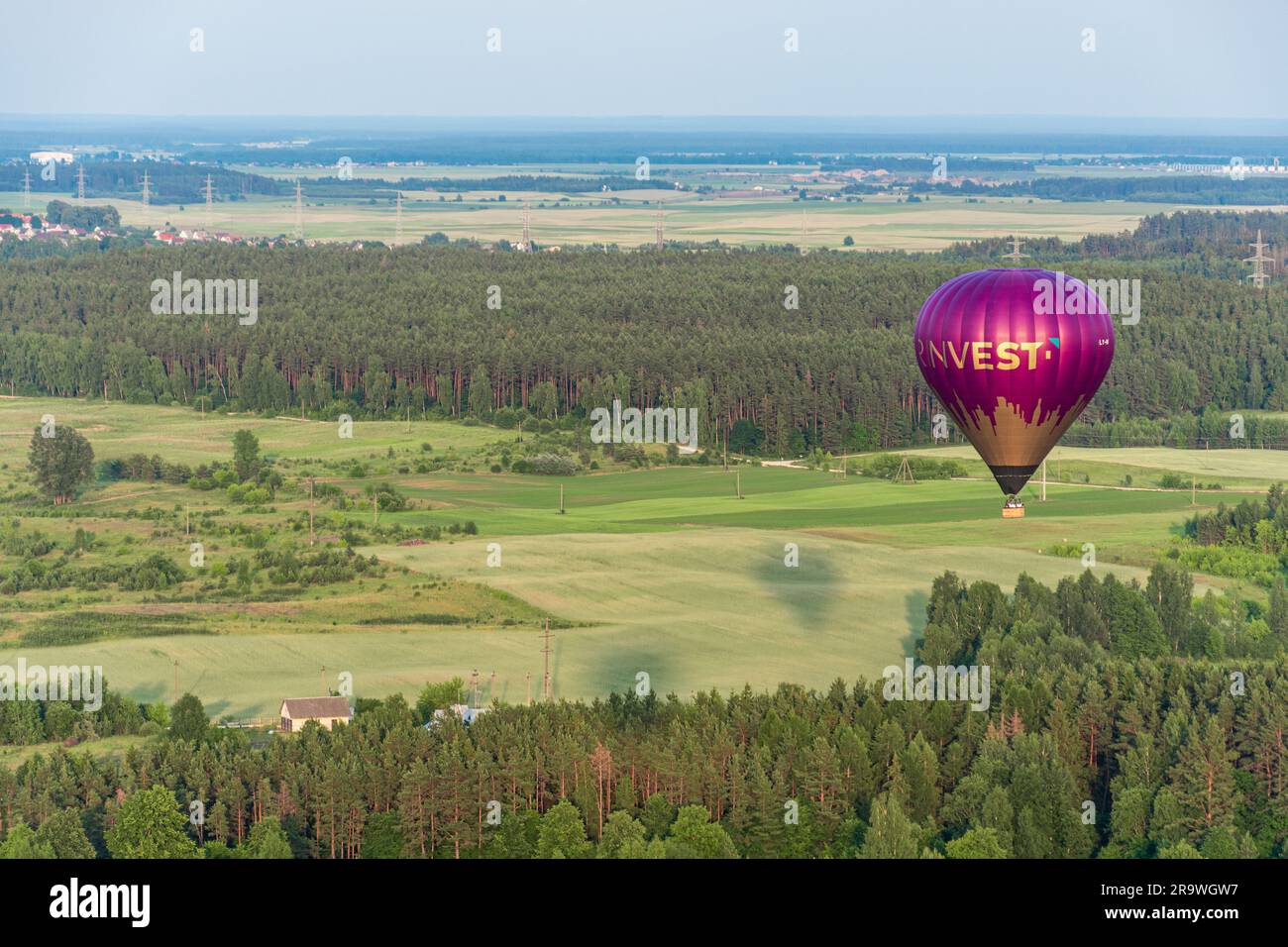 Hot Air Balloon Flight over Trakai, Vilnius, Lithuania, Eastern Europe ...