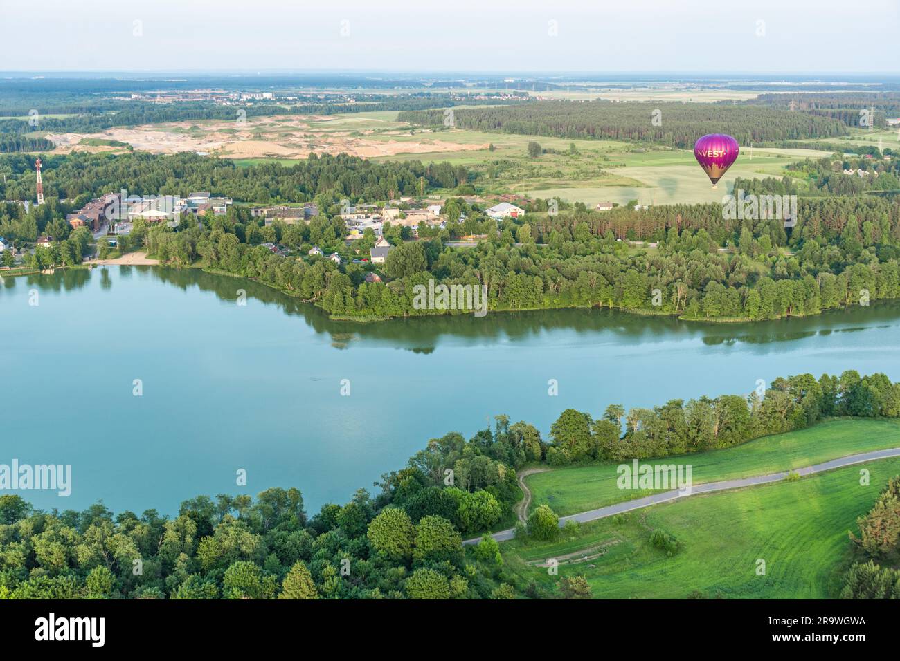 Hot Air Balloon Flight over Trakai, Vilnius, Lithuania, Eastern Europe ...