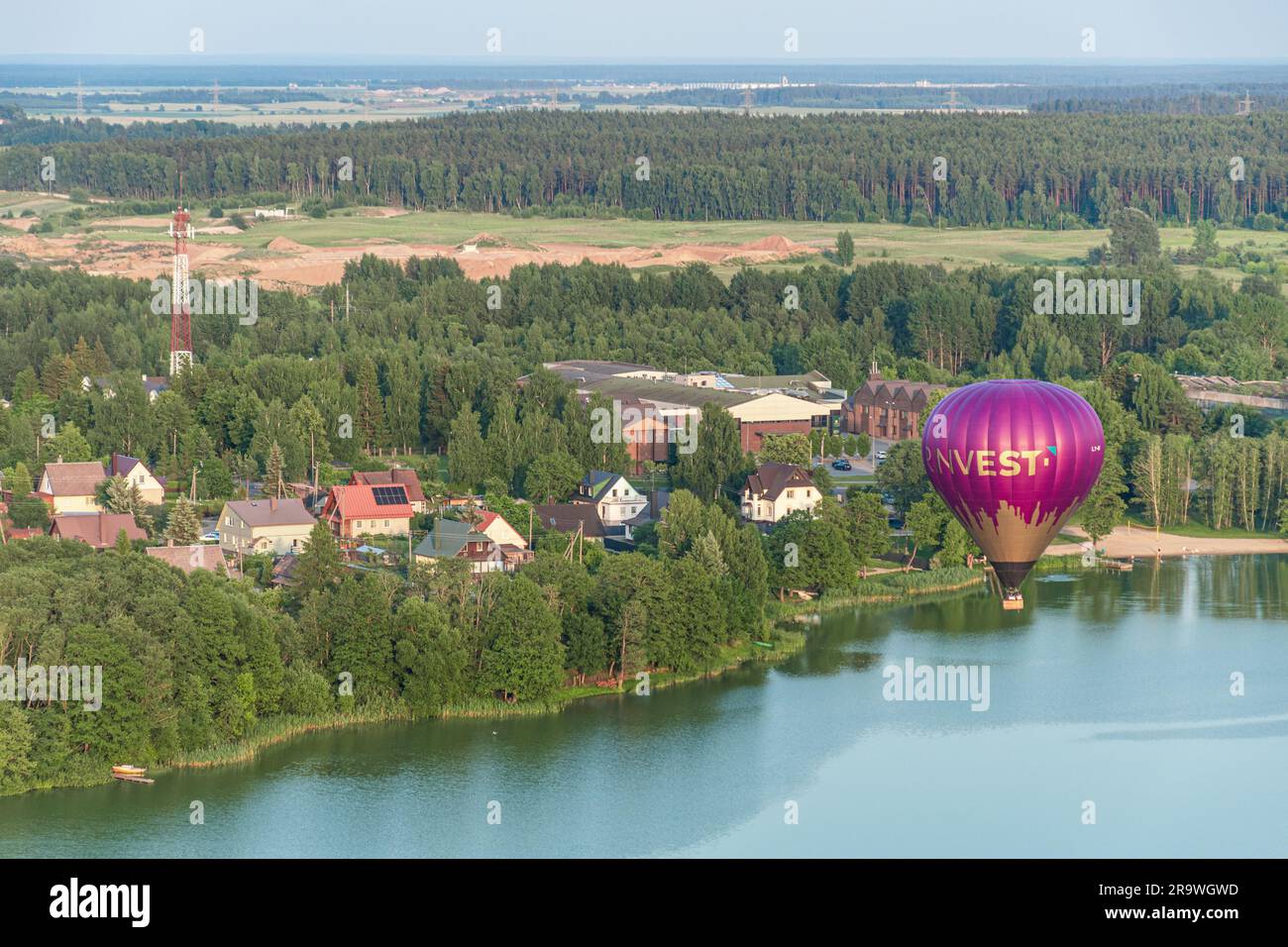 Hot Air Balloon Flight over Trakai, Vilnius, Lithuania, Eastern Europe ...