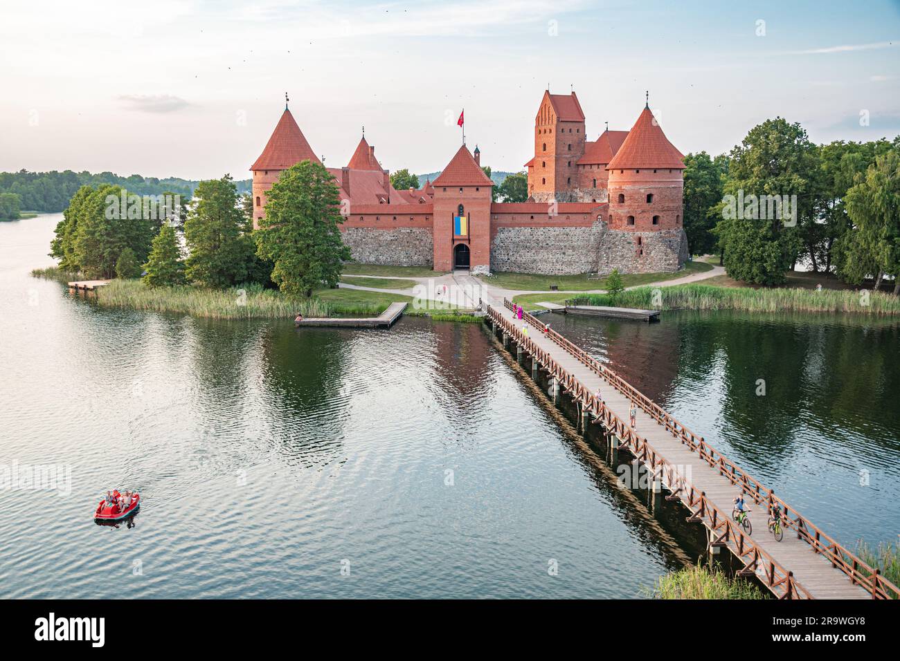 Hot Air Balloon Flight over Trakai. Medieval castle of Trakai, Vilnius ...