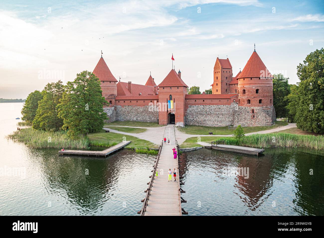 Hot Air Balloon Flight over Trakai. Medieval castle of Trakai, Vilnius ...