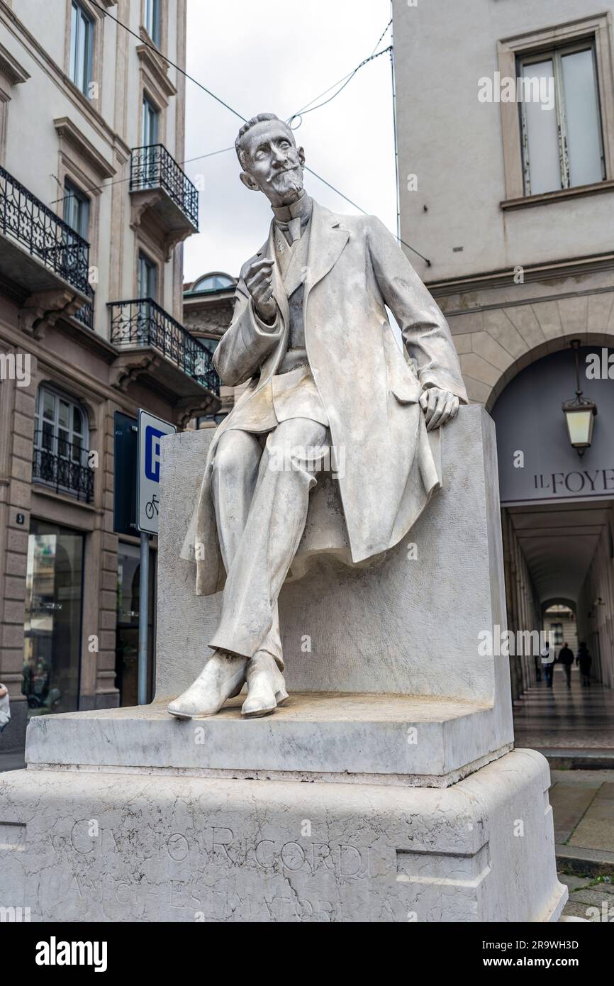 Statue of Italian editor and musician Giulio Ricordi in Largo ...