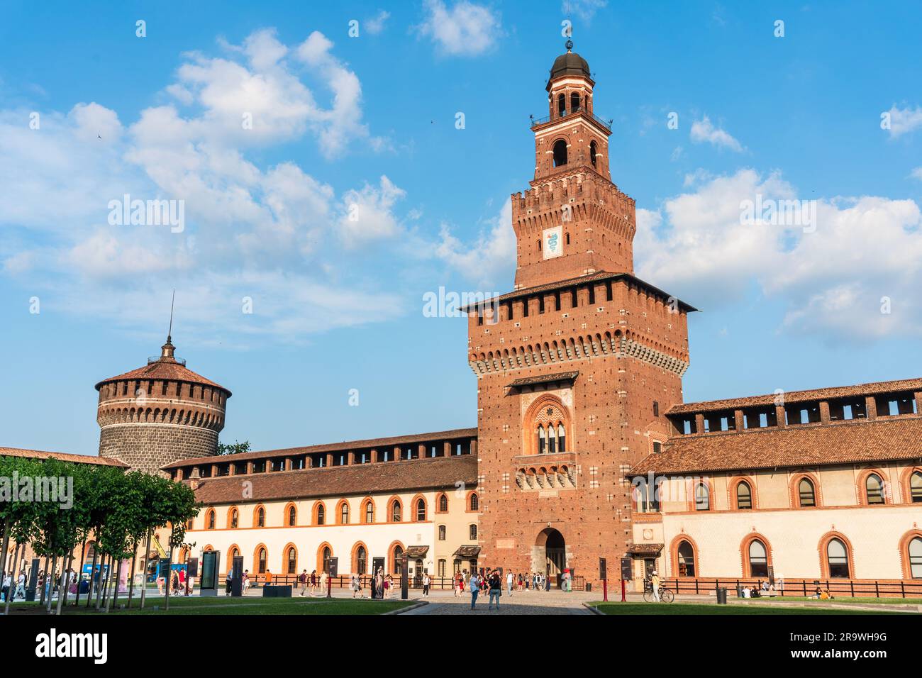 The tower of the Filarete, at the entrance of the Castello Sforzesco ...