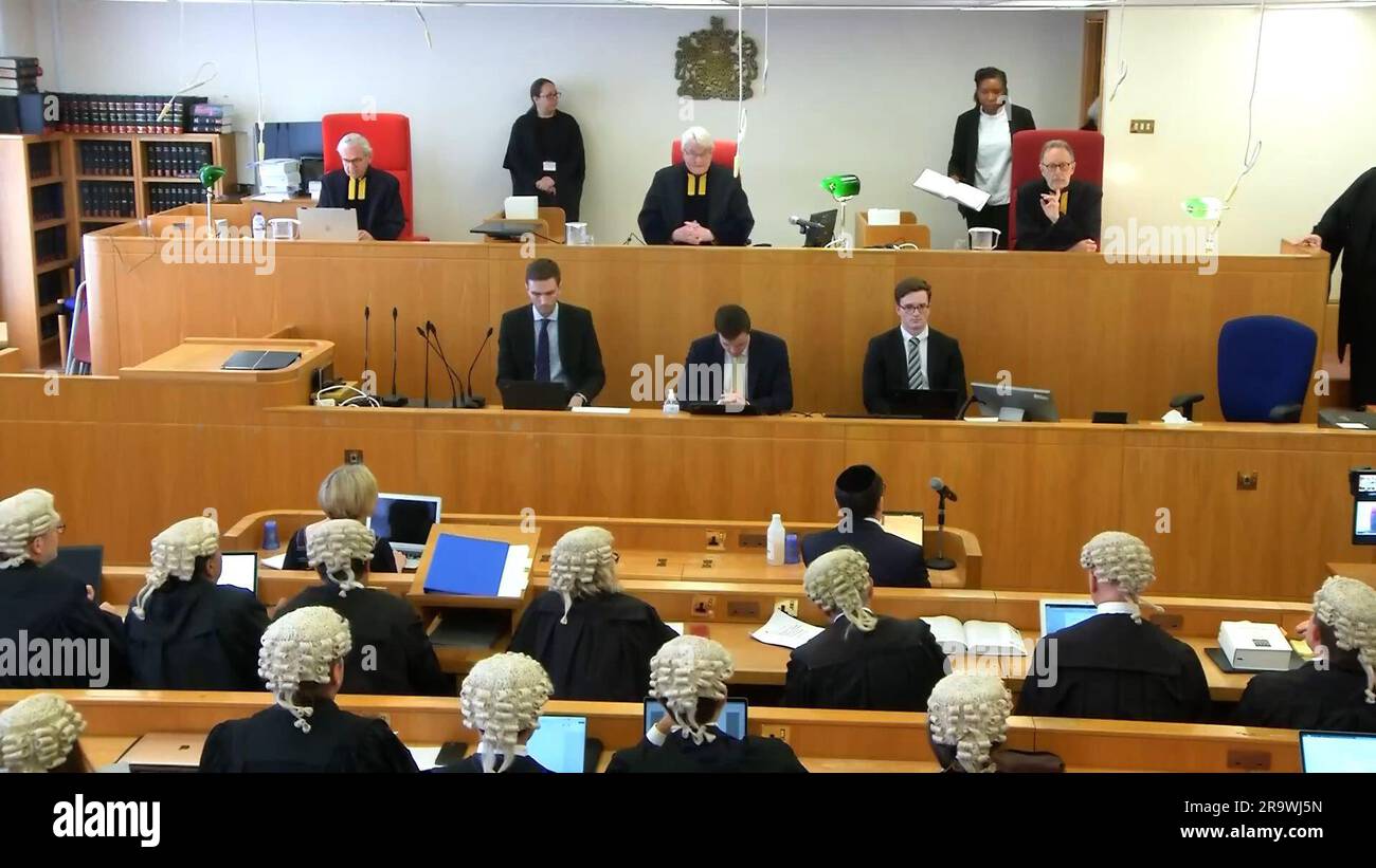 Screen grab taken from PA Video of (seated top, left to right) Sir ...