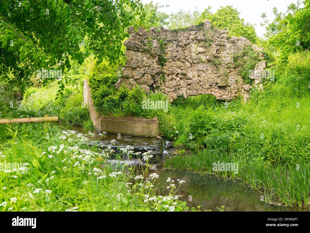 Rockworks Folly next to Byde Brook tributary stream of River Avon ...