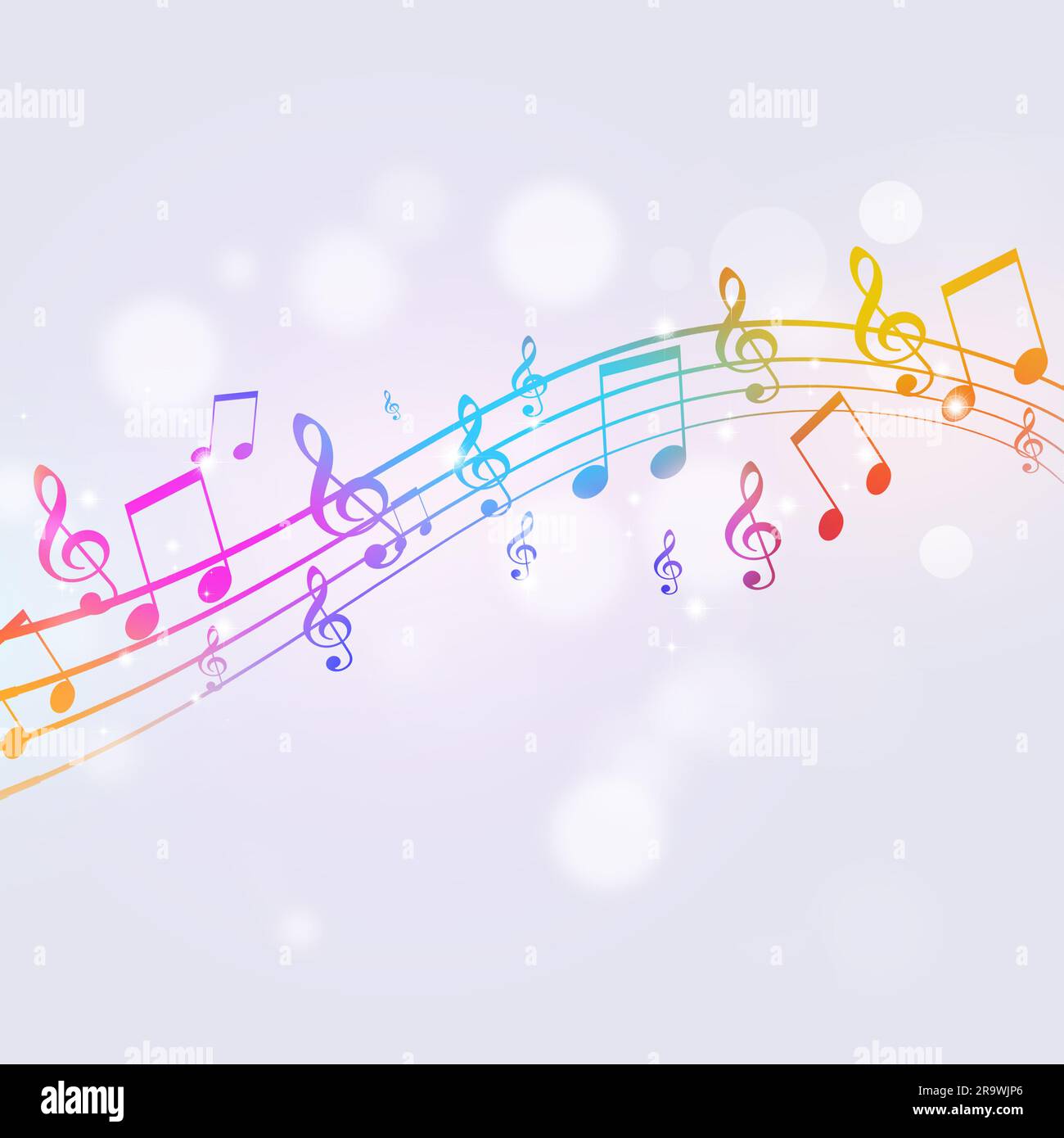 colorful music notes lights background for party posters and bright ...