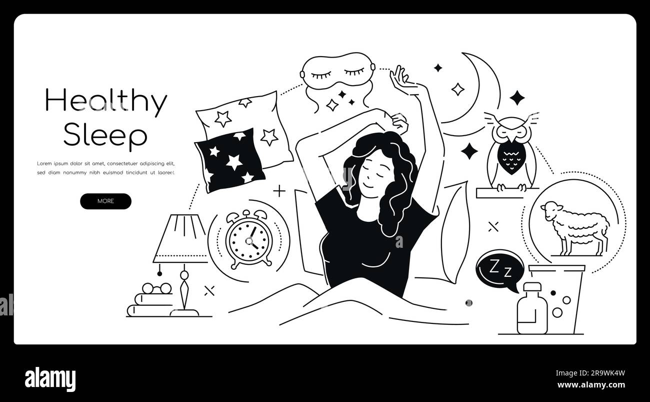 Healthy sleep - modern line design style banner Stock Vector Image ...