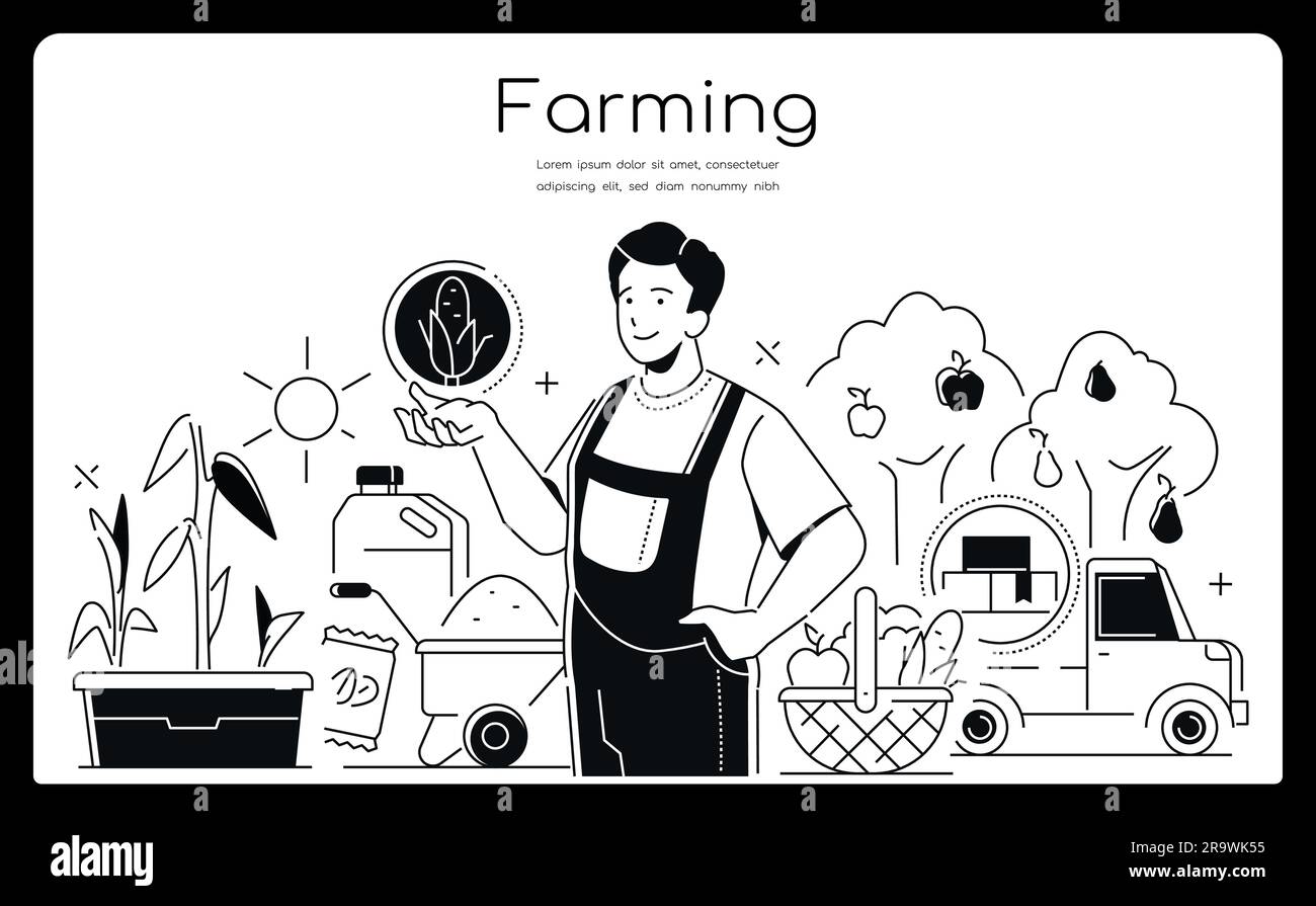 Farming - modern line design style banner Stock Vector Image & Art - Alamy