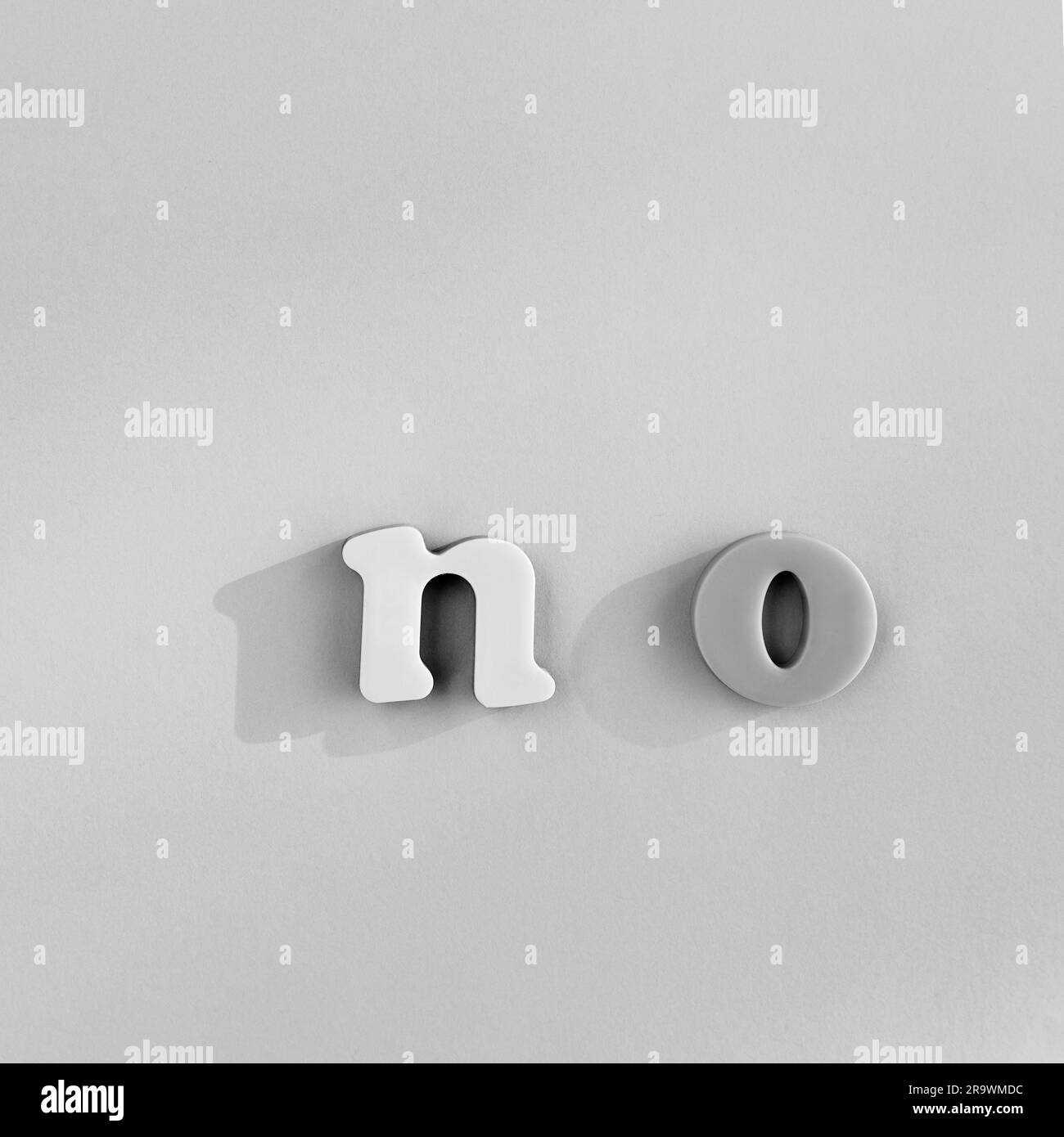 Letters form the word no, tabletop, monochrome, minimalist, symbol ...