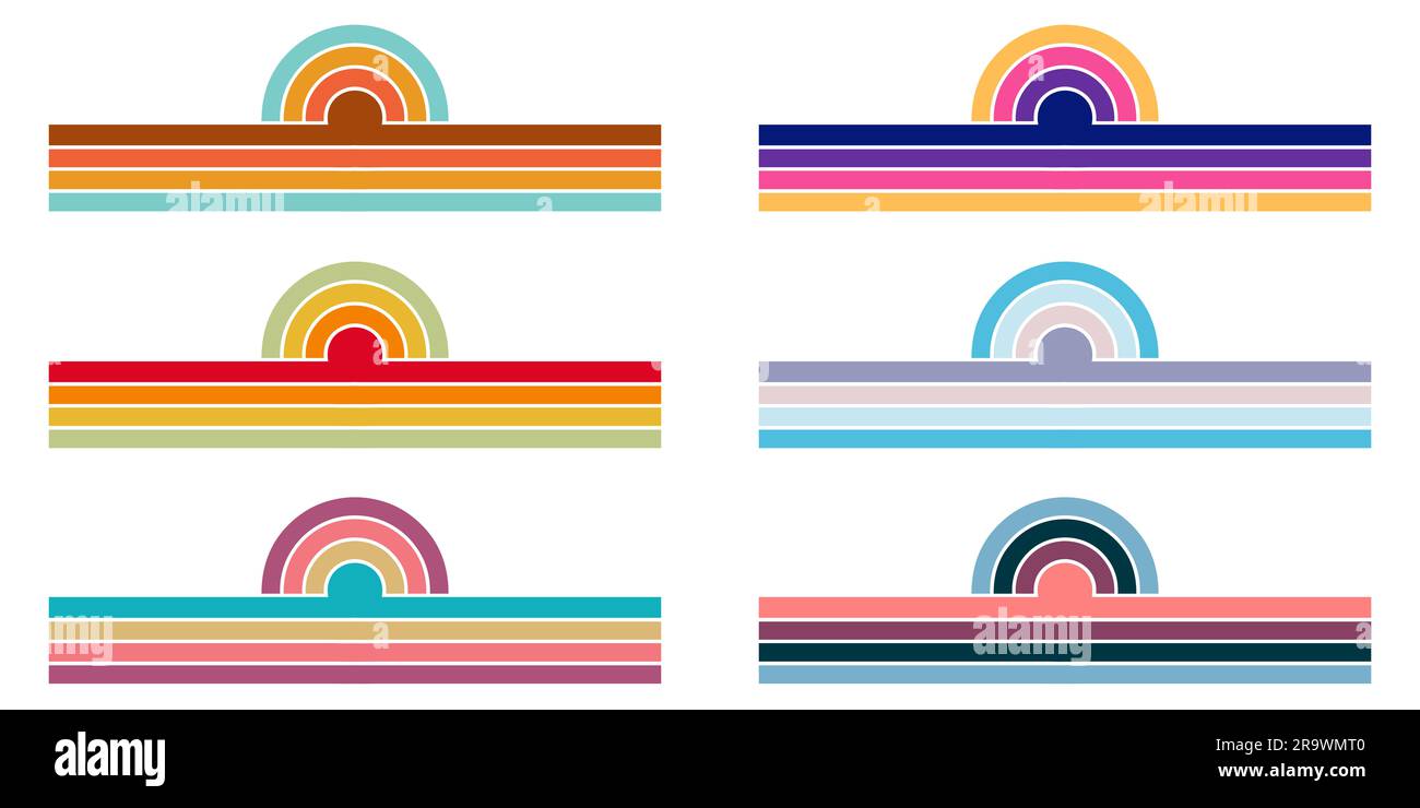 6 Retro Sunset Design Elements Stock Photo - Alamy