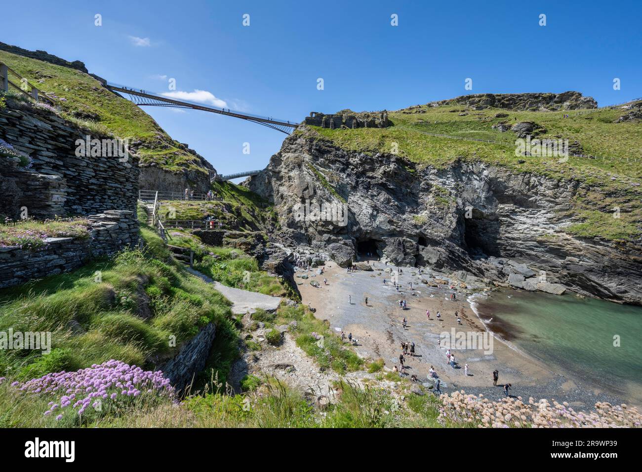 Viewing platforms on the cliffs of Tintagel with the old and new ...