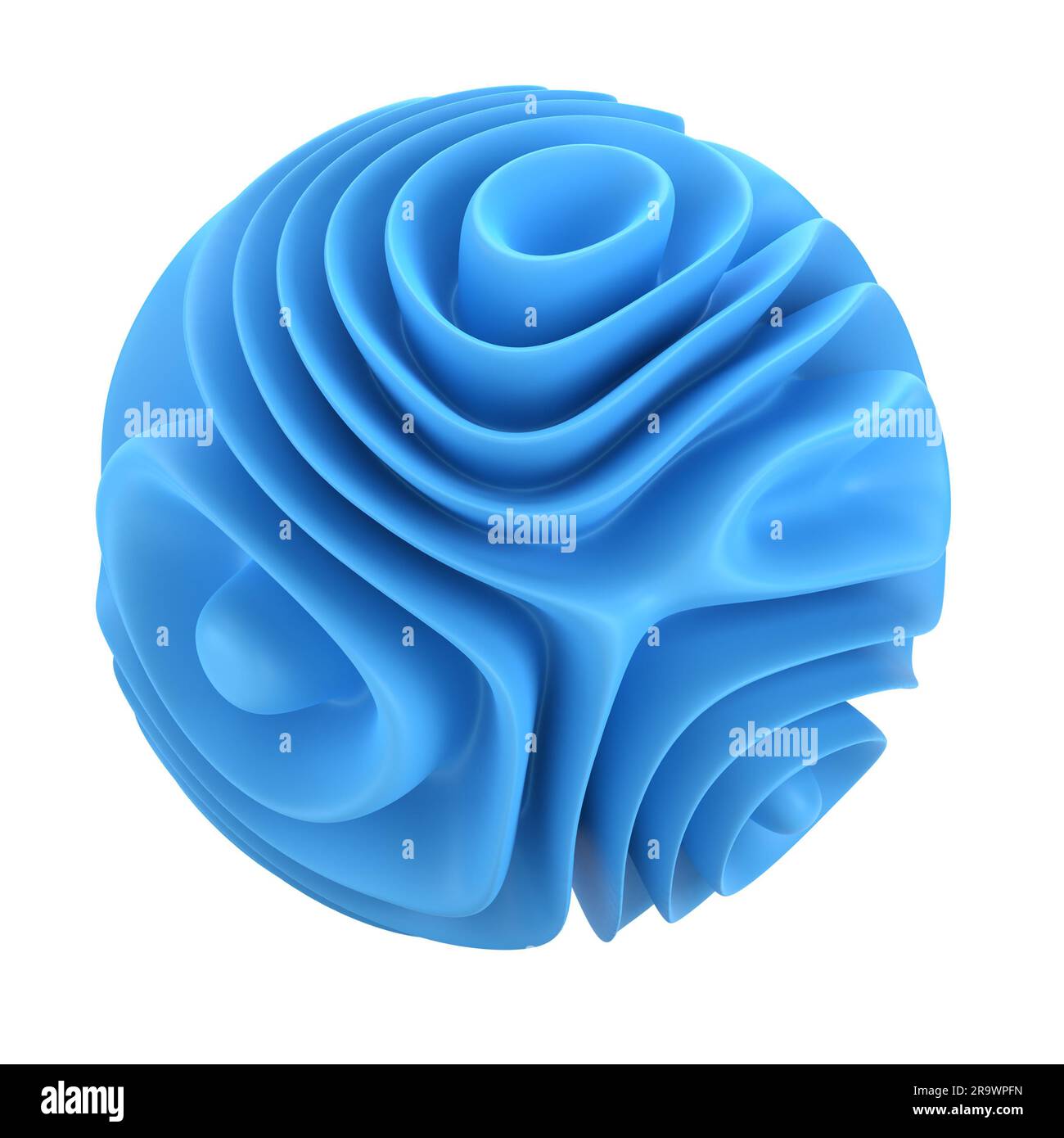 3d shape Abstract liquid with spherical blue element. realistic ...
