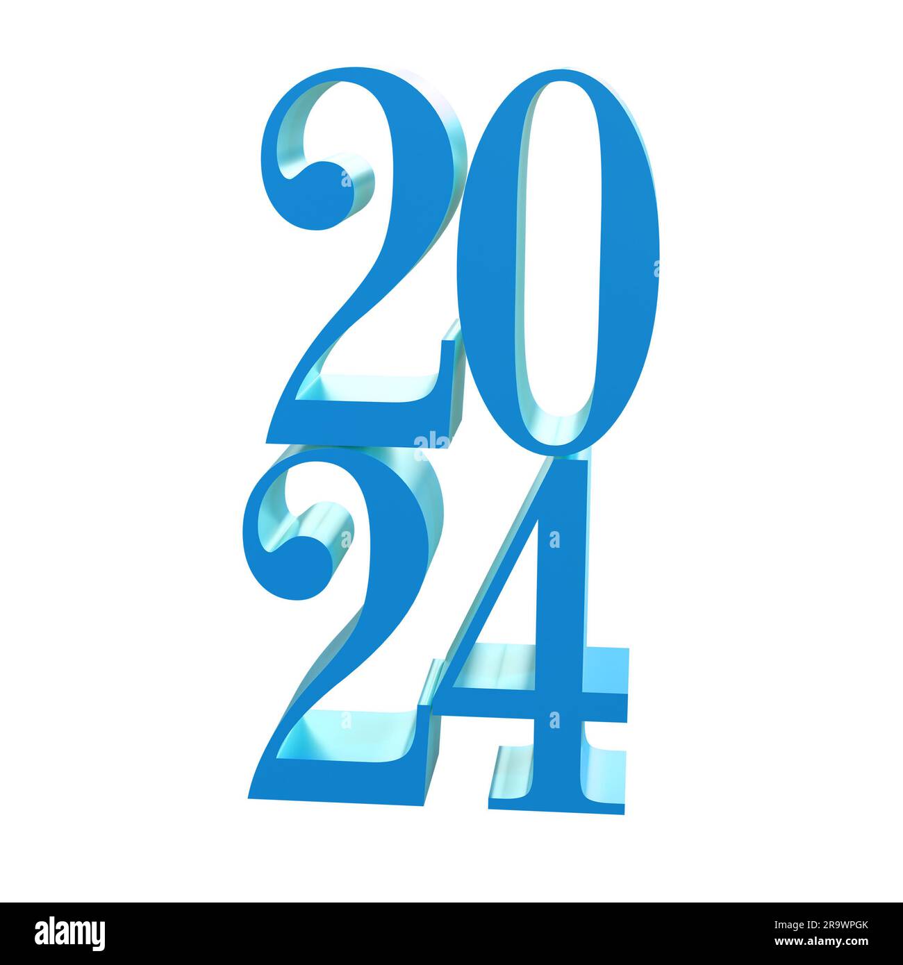 Happy New Year 2024 with shiny 3D blue numbers with clipping path ...