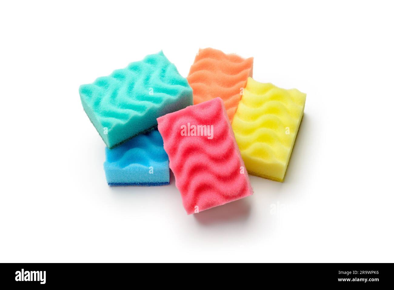 A group of colored kitchen sponges isolated on white background Stock ...
