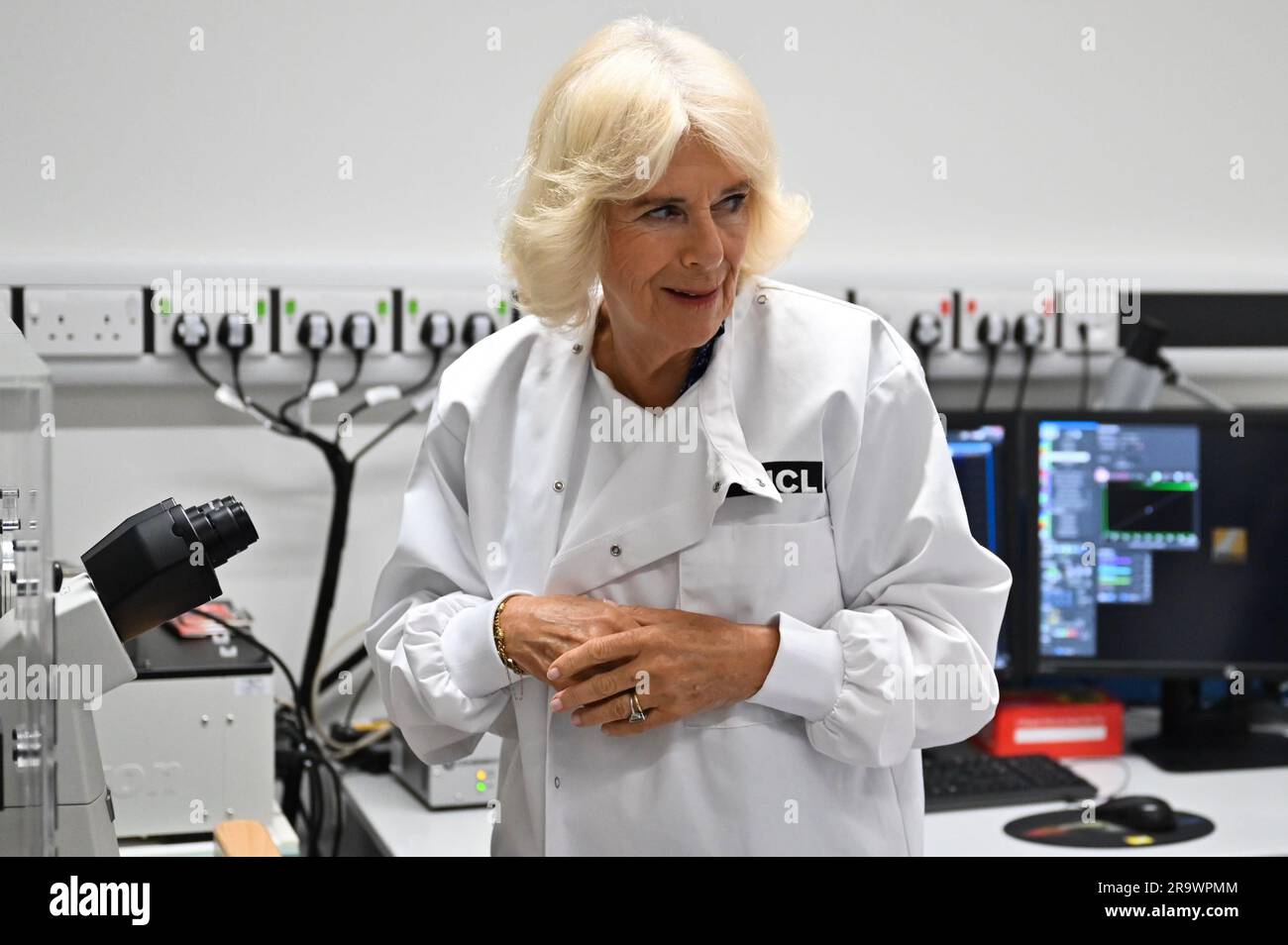 Queen Camilla during a visit to a research laboratory for type 1 ...