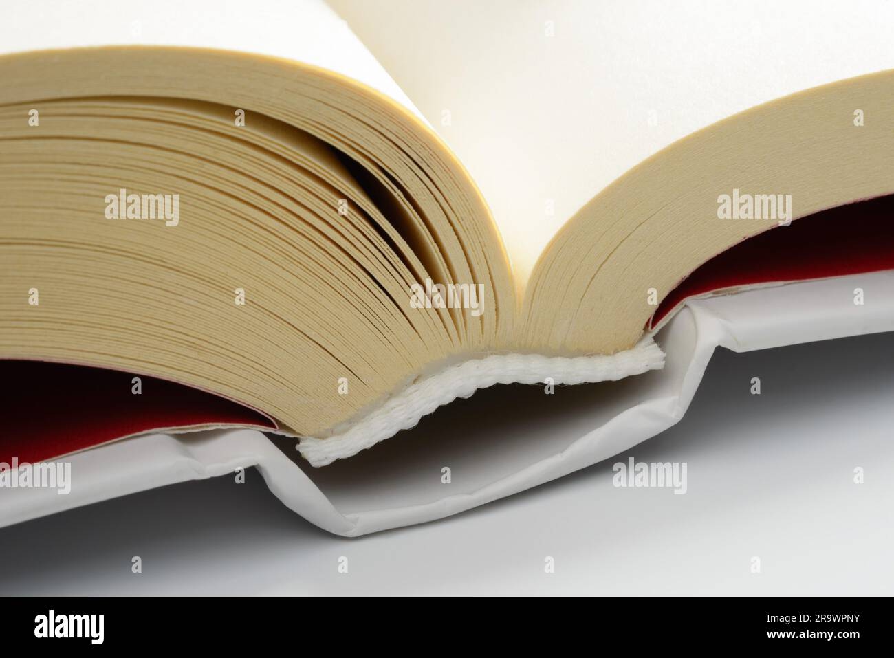 Macro detail of a big white book on white background Stock Photo - Alamy