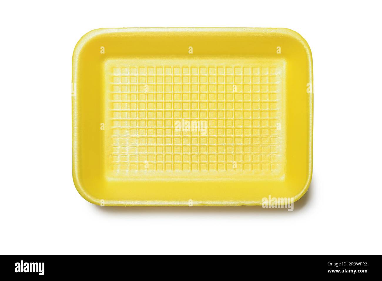 Yellow foam tray for food, isolated on white background Stock Photo - Alamy