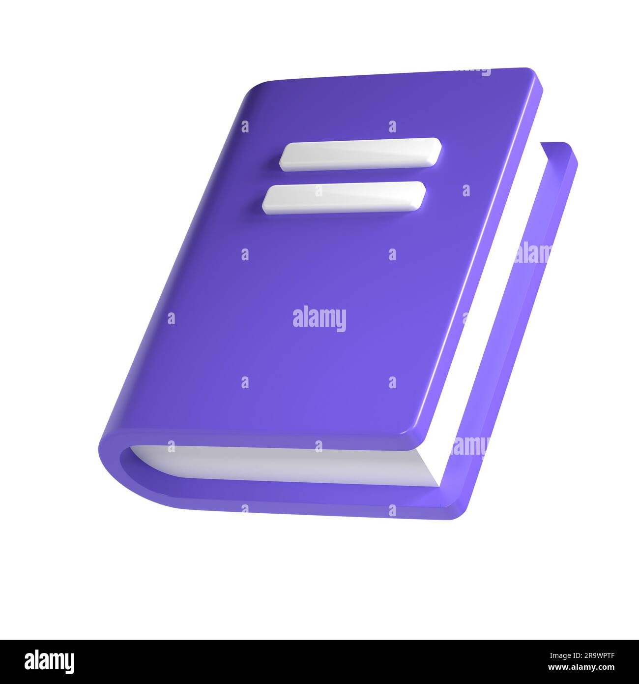3d violet cute empty notepad book stationery for school isolated ...