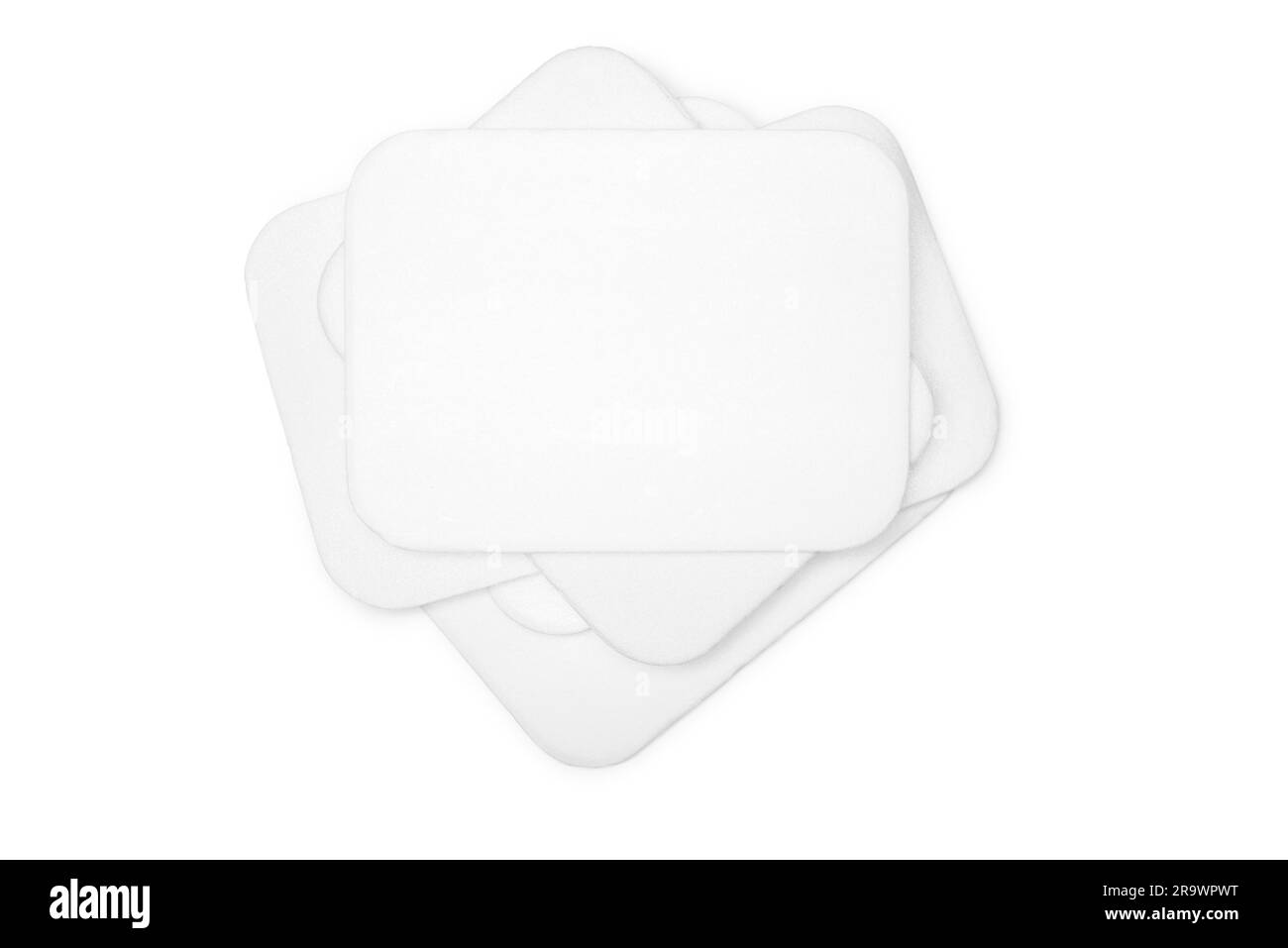 Stack of flat white foam trays isolated on white background Stock Photo ...