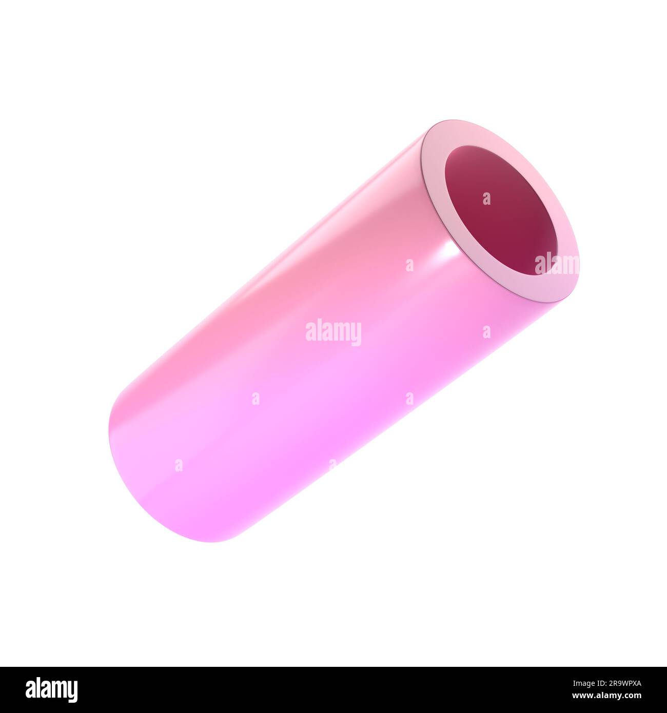 3d shape metallic pipe. Realistic geometric glossy pink and lilac ...