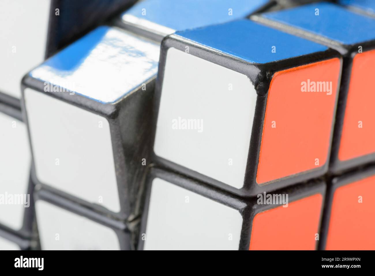 KIEV, UKRAINE - DECEMBER 26, 2014: Macro detail of a Rubik's cube ...