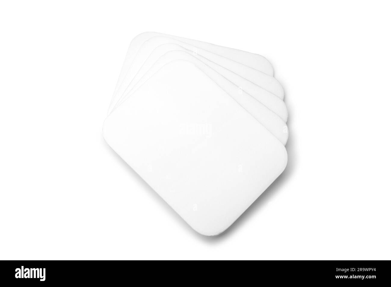 Stack of flat white foam trays isolated on white background Stock Photo ...