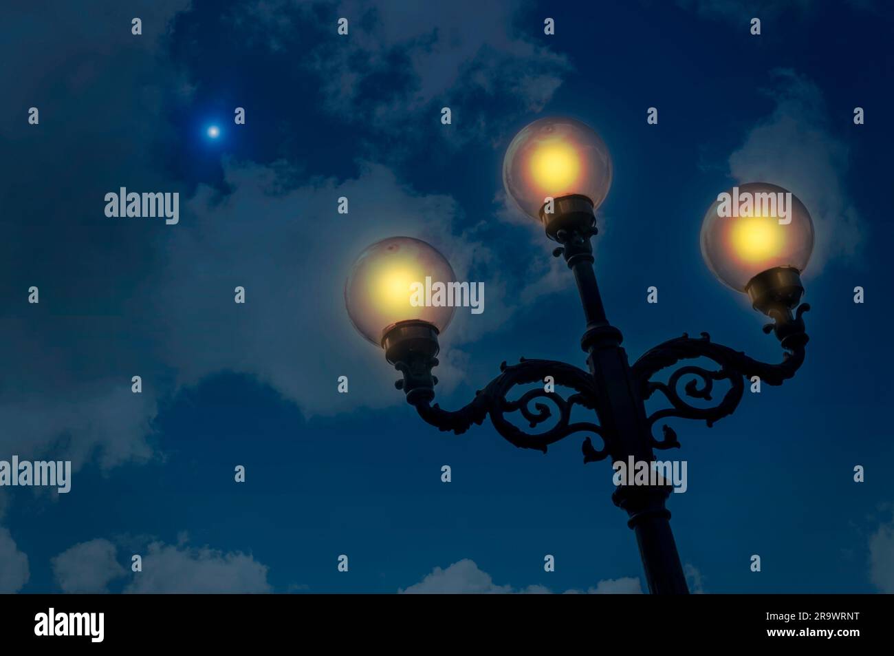 Night starry sky lamps hi-res stock photography and images - Alamy