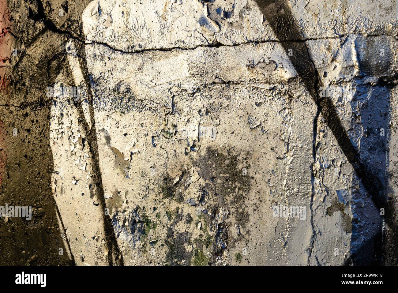 Wall with Silver Paint Texture with yellow and blue reflection and ...