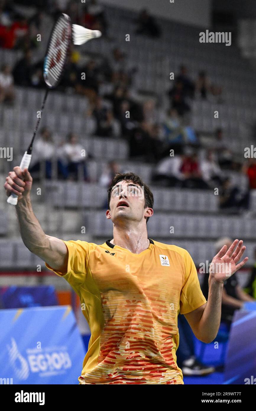Krakow, Poland. 29th June, 2023. Badminton player Julien Carraggi ...