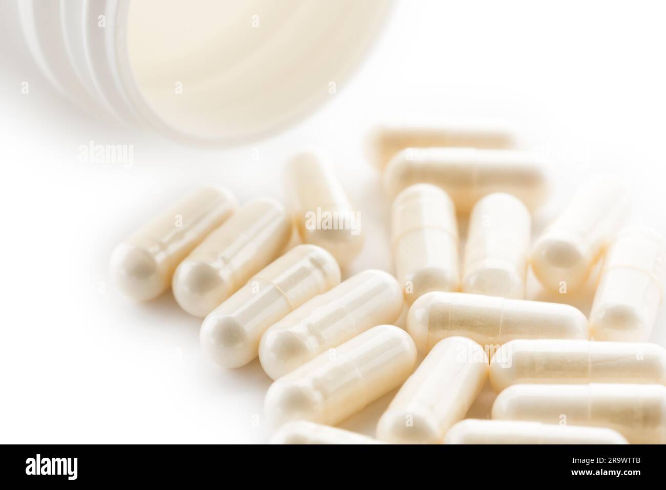 Yoghurt capsules isolated on a white background. Yoghurt Capsules aid ...
