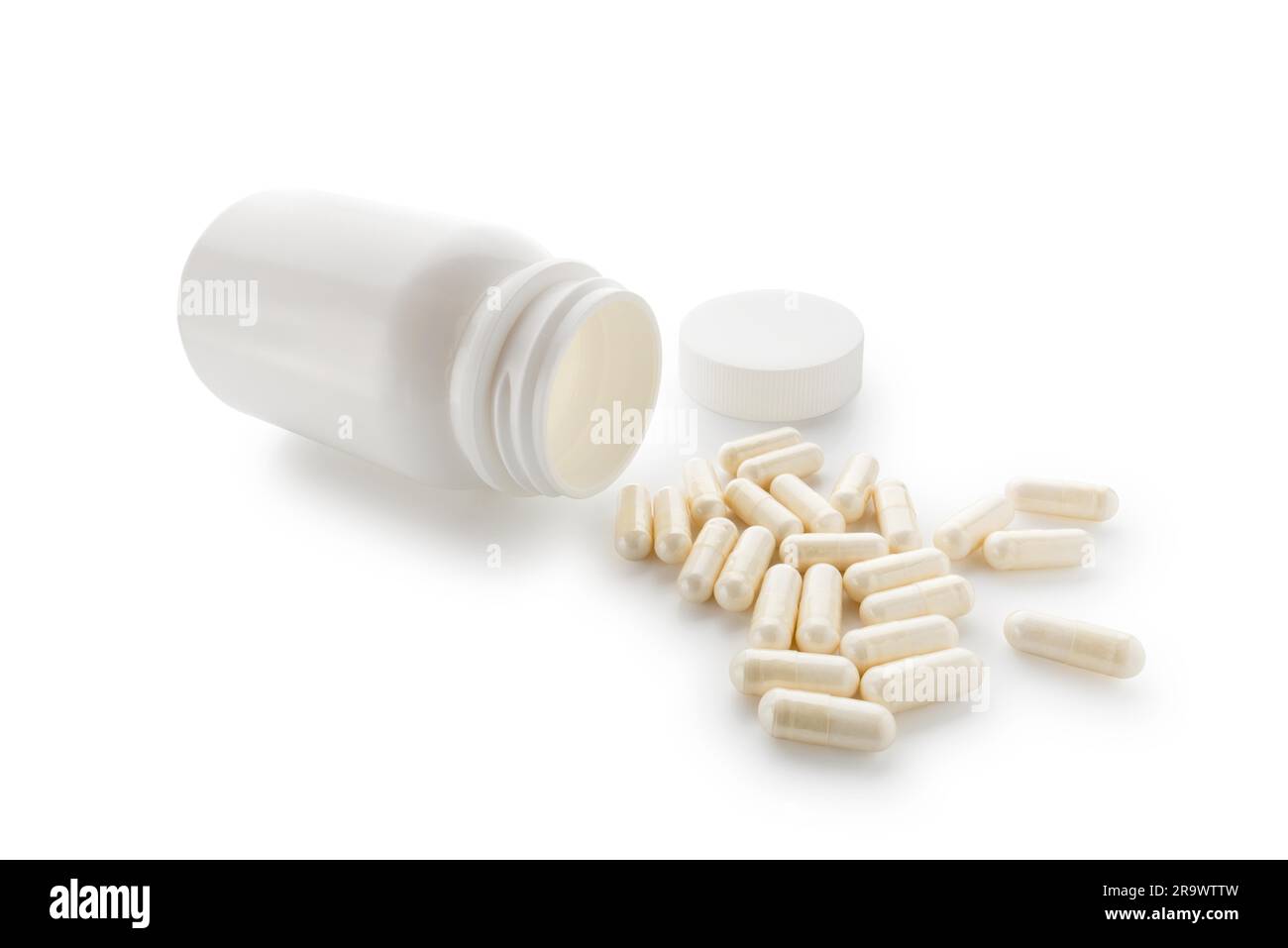 Yoghurt capsules isolated on a white background. Yoghurt Capsules aid ...