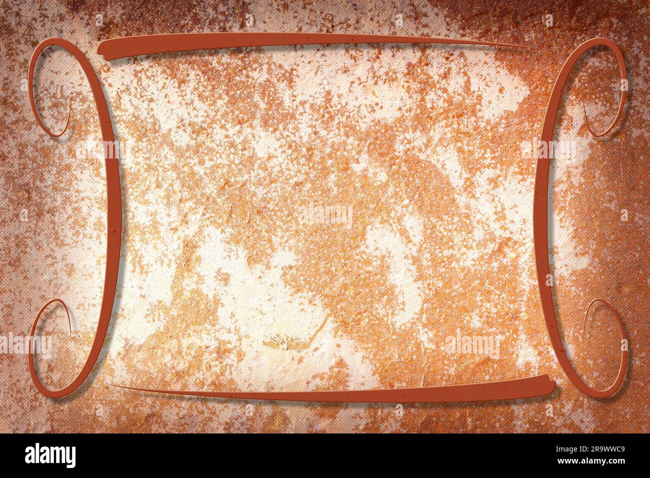 A modern decorative frame with a rusty background with texture. Beige ...