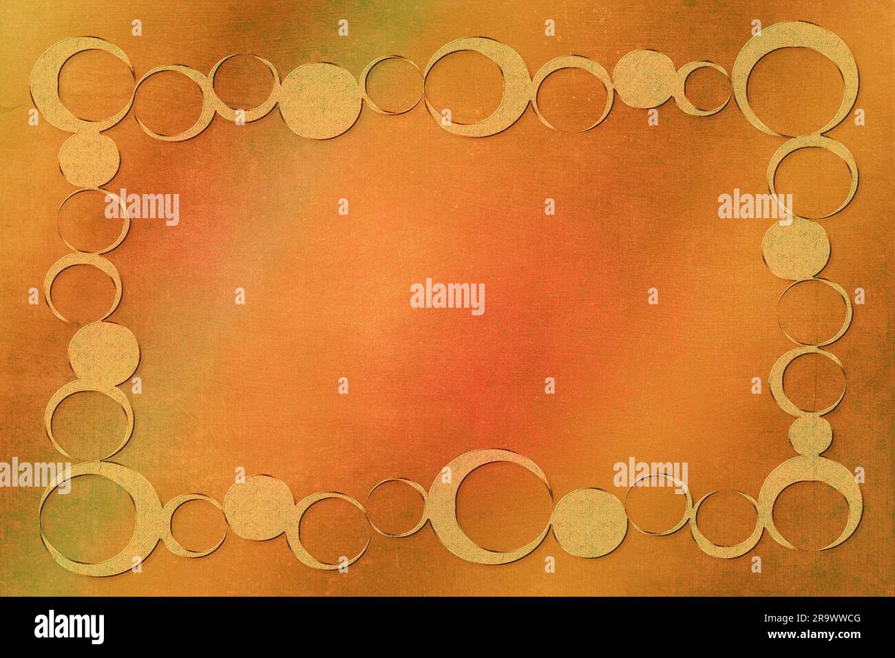 A modern decorative gold frame with a textured background. Orange ...
