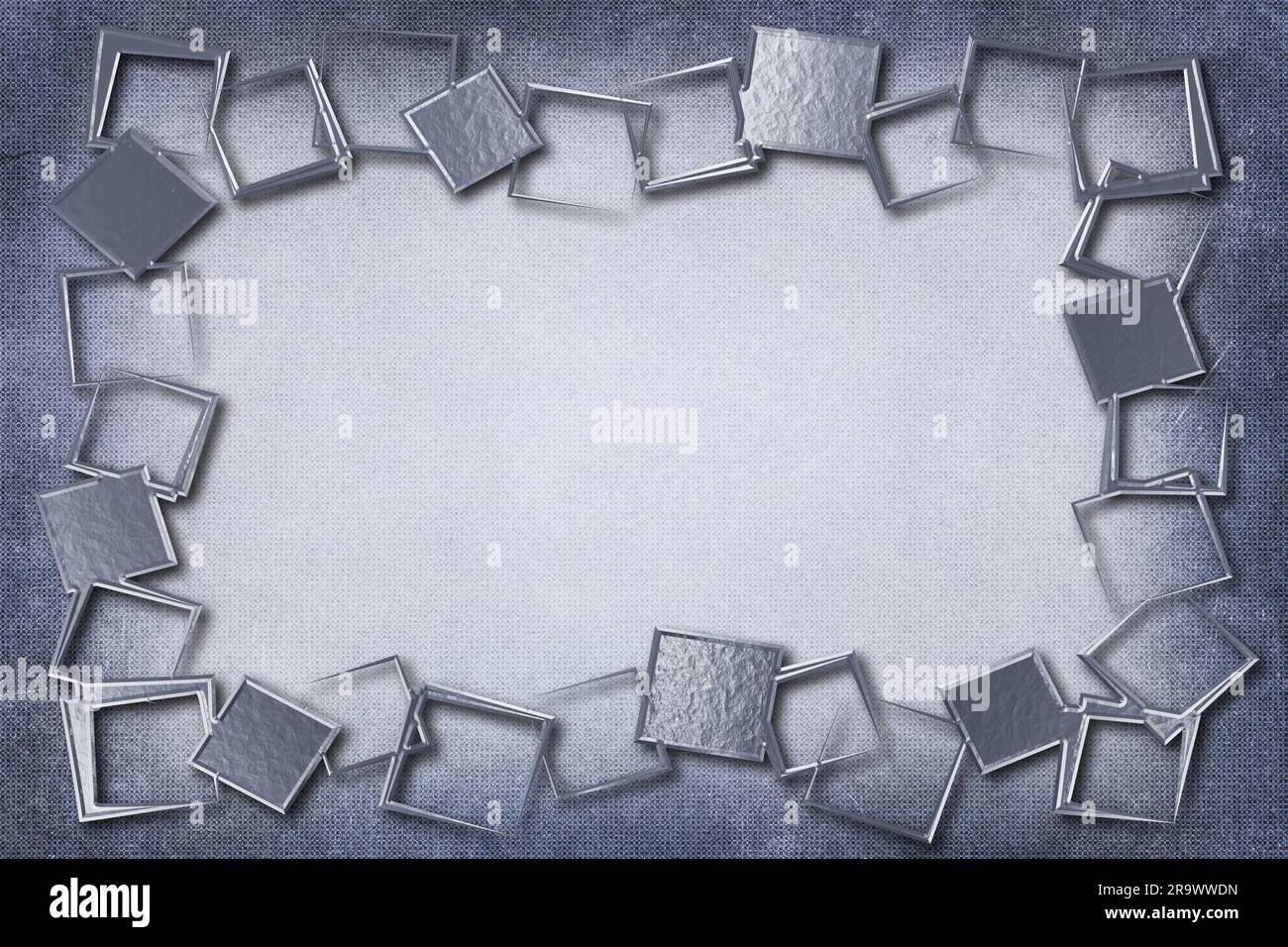 A modern decorative metallic silver frame with a textured background ...