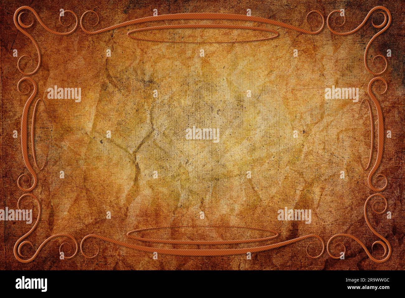 An antique decorative frame with a background with parchment texture ...