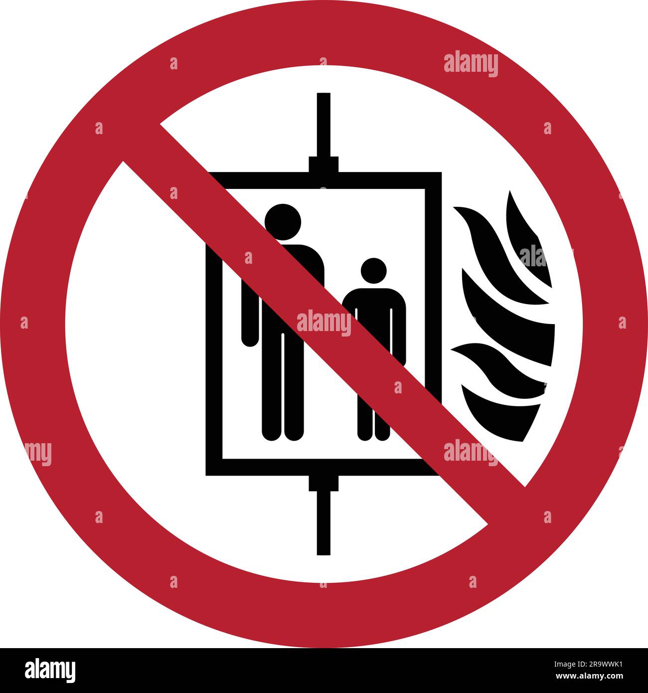 ISO 7010 P020 – Do not use lift in the event of fire. Do not use lift ...