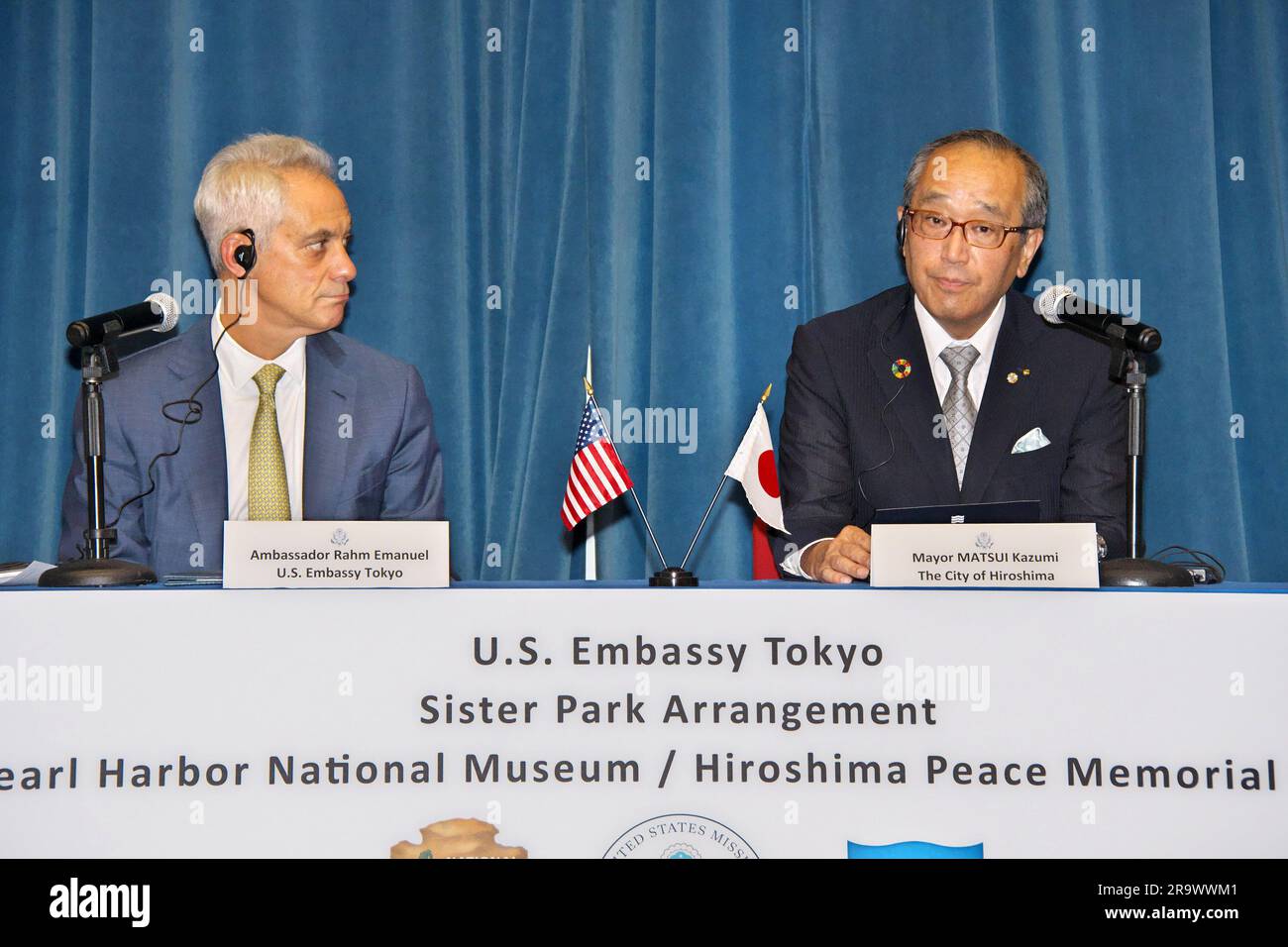 Tokyo, Japan. 29th June, 2023. Hiroshima Mayor Matsui Kazumi(R ...