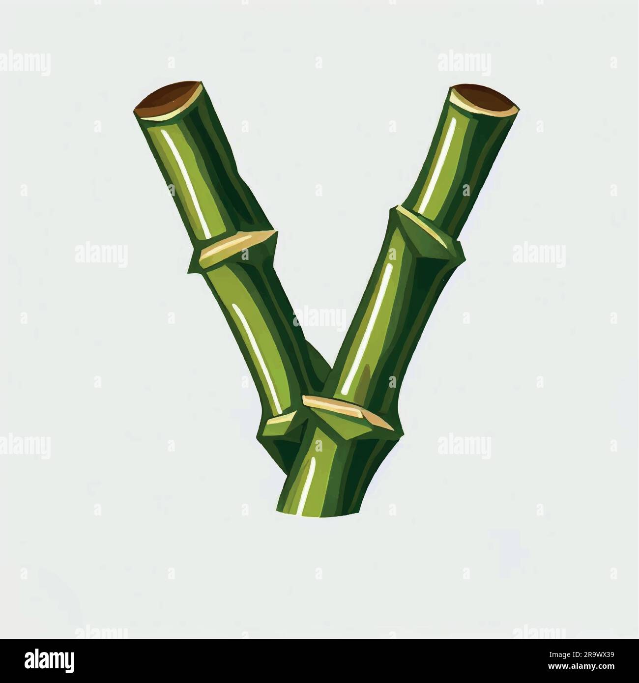 green bamboo letter V logo icon on a white background Stock Vector ...