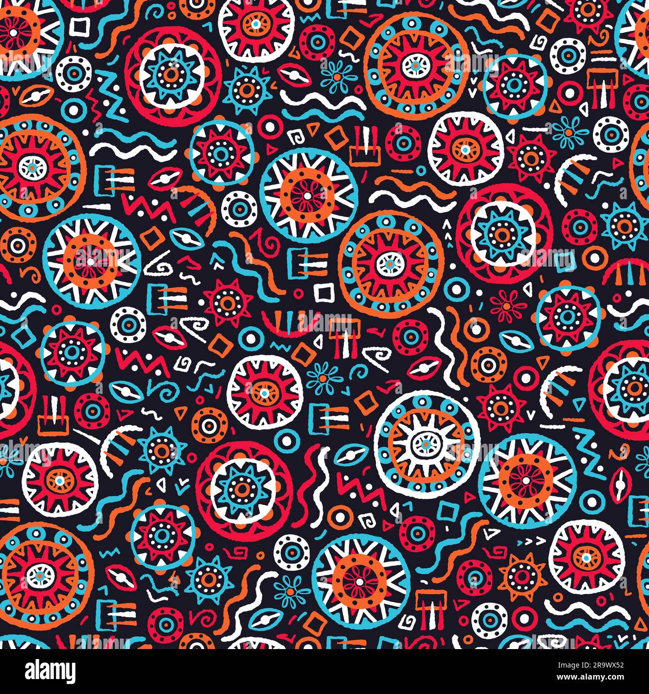 Hand drawn abstract seamless pattern, ethnic background, simple style ...