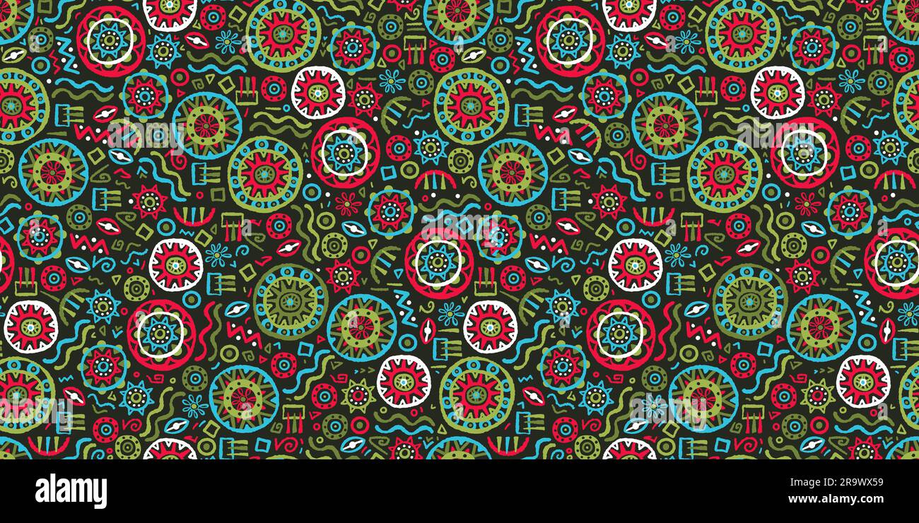 Hand drawn abstract seamless pattern, ethnic background, simple style ...