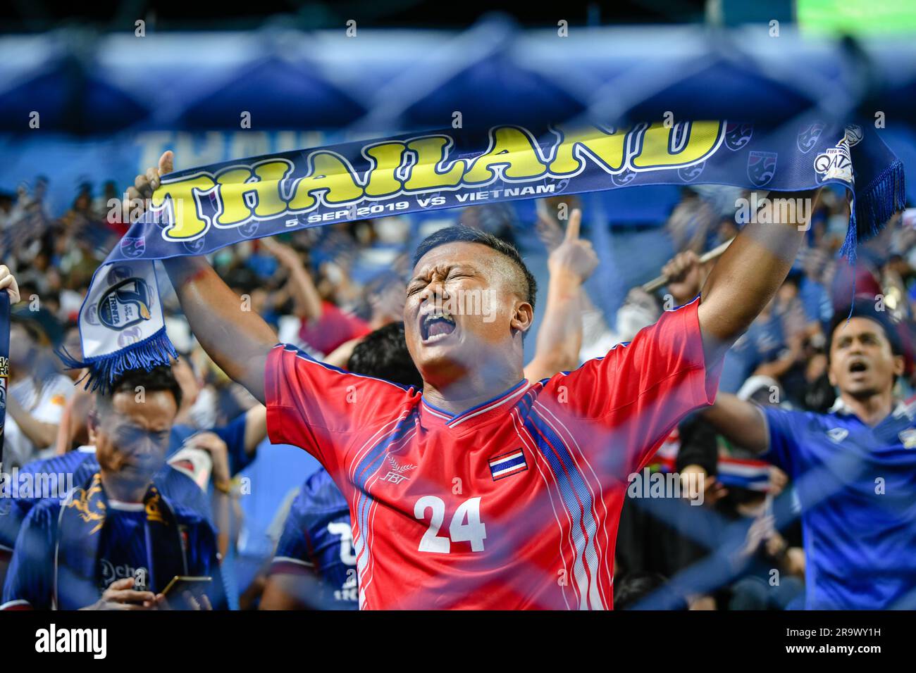 Pathum Thani, Thailand. 25th June, 2023. Thailand fans cheer during the ...