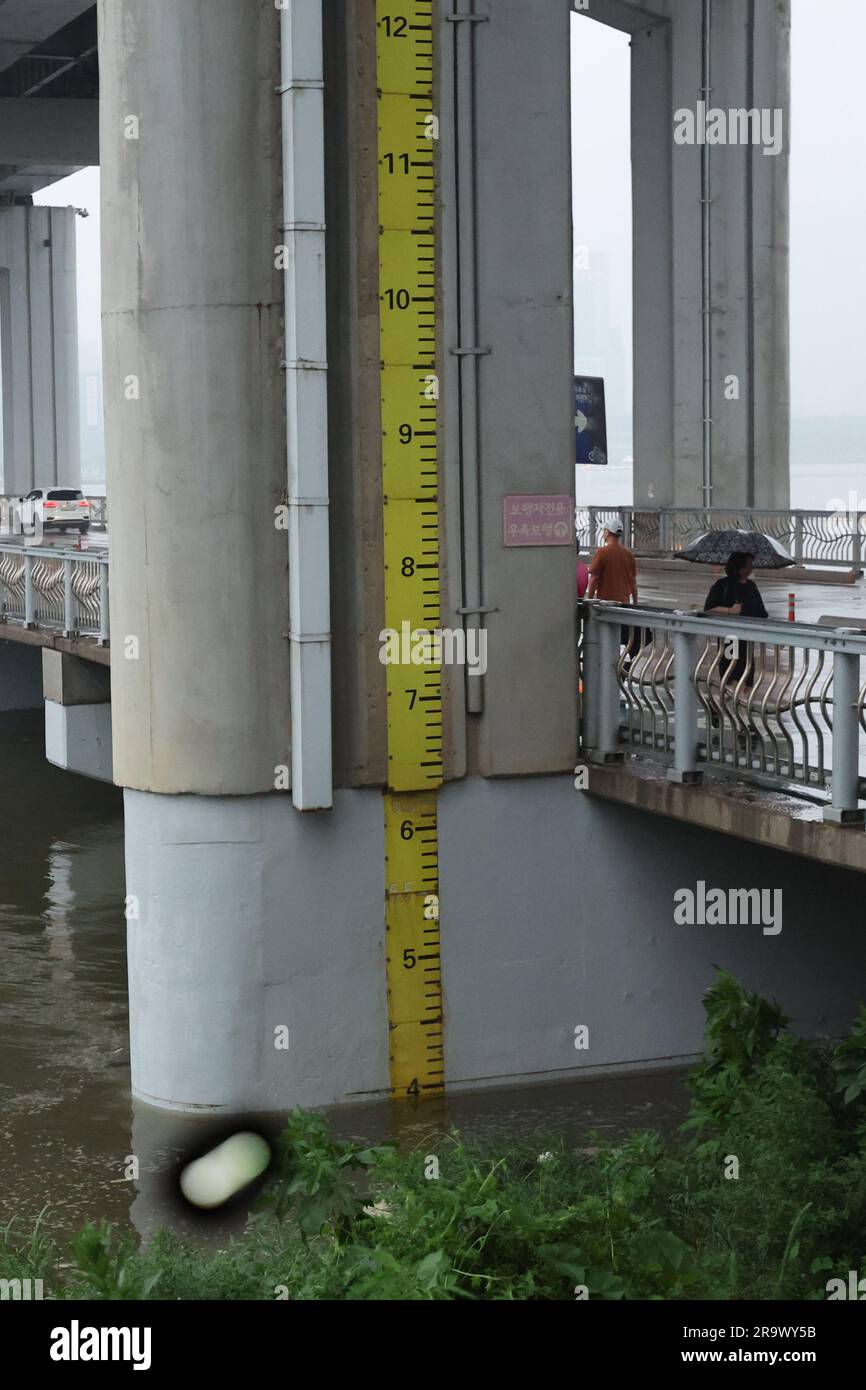 29th June, 2023. Heavy rain in Seoul The water level of the Han River ...