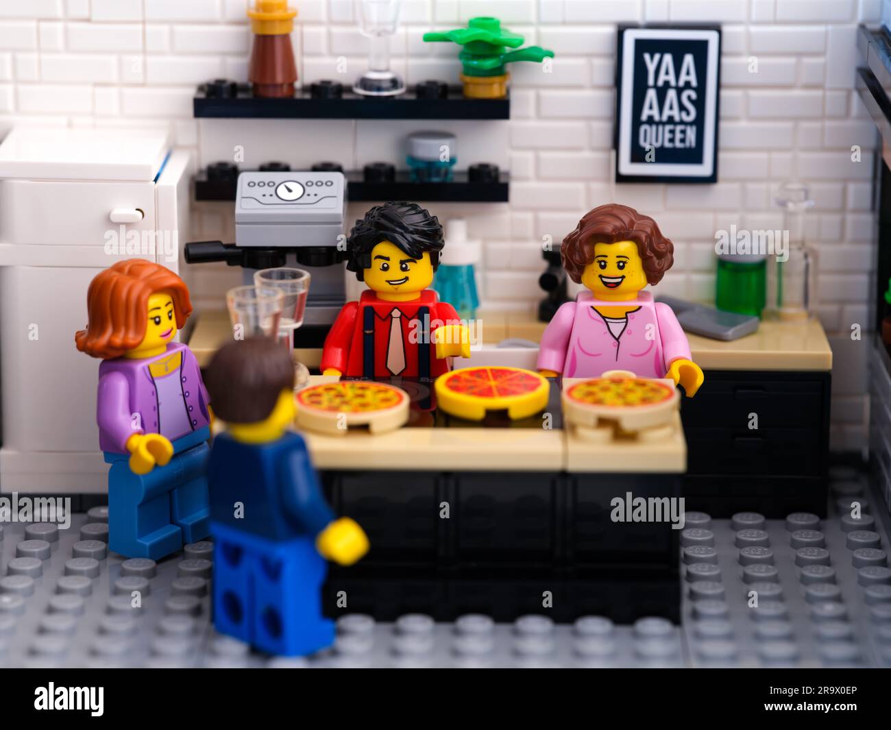 Tambov, Russian Federation - June 22, 2023 Four Lego minifigures in a ...