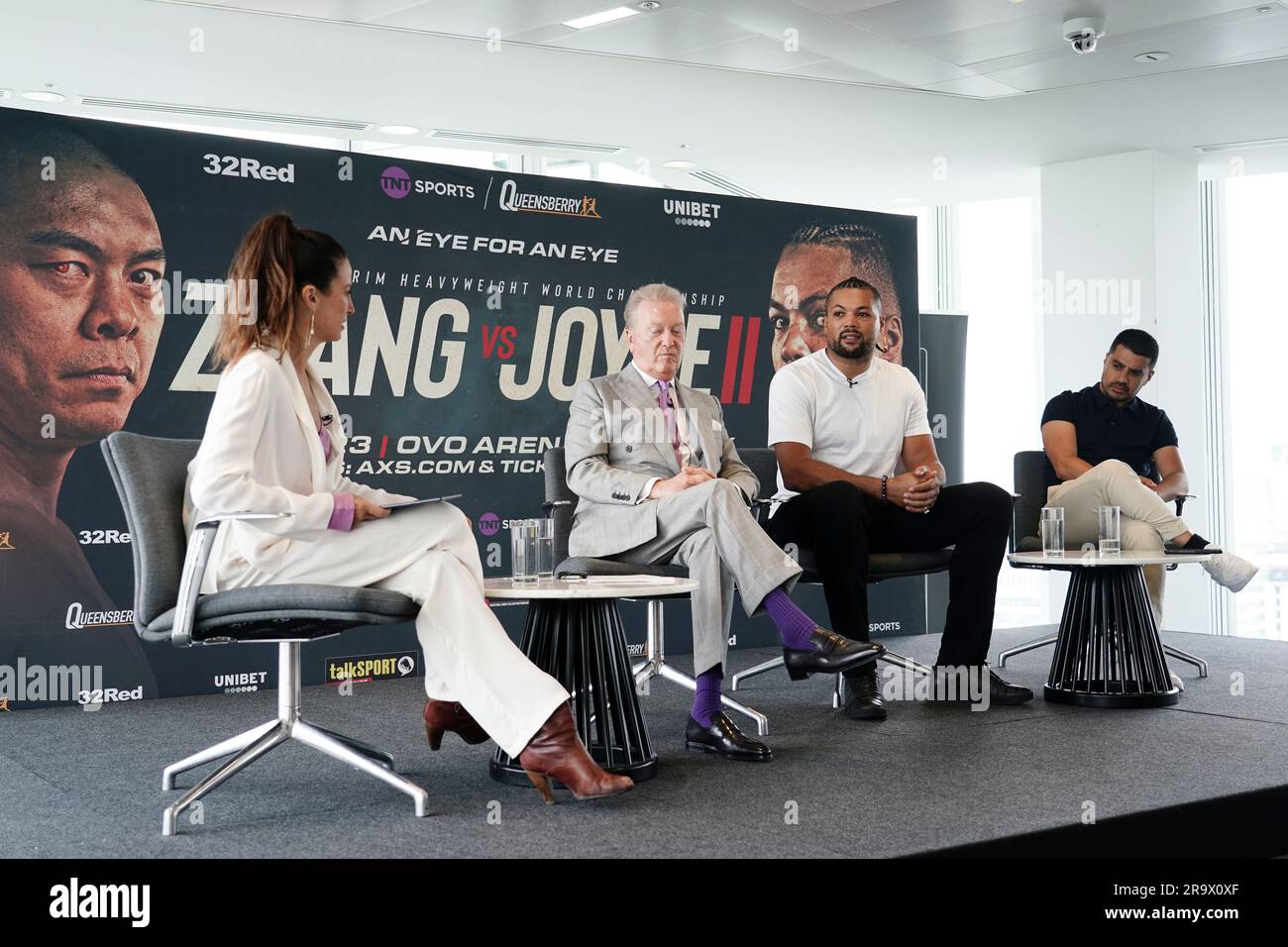 Promoter Frank Warren, Joe Joyce and manager Adam Morallee during a ...