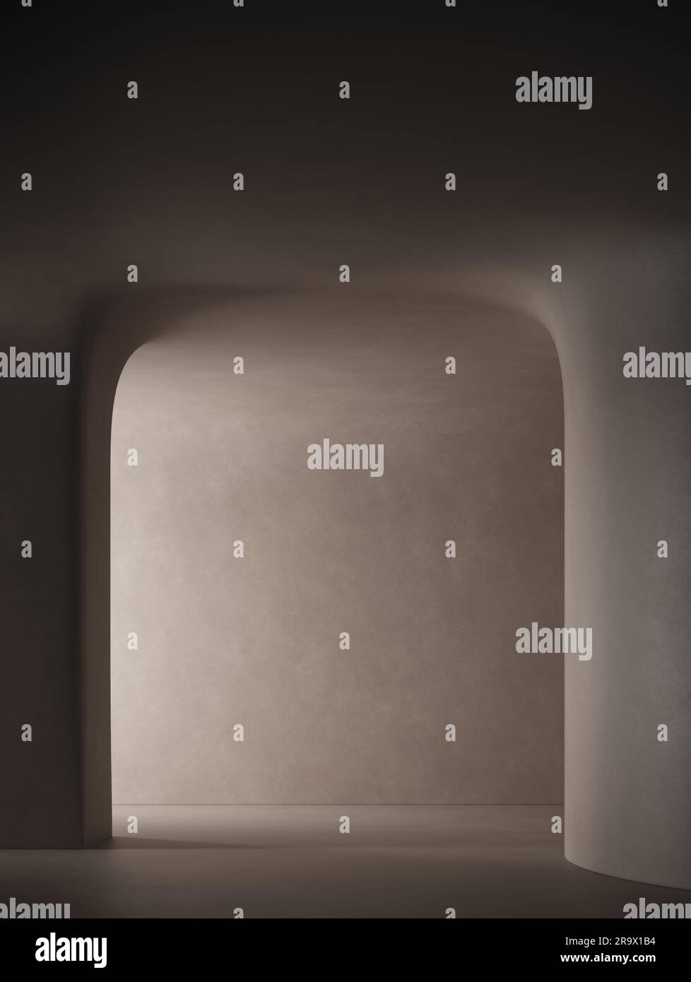 3d Render of modern empty space with curved plaster walls Stock Photo ...