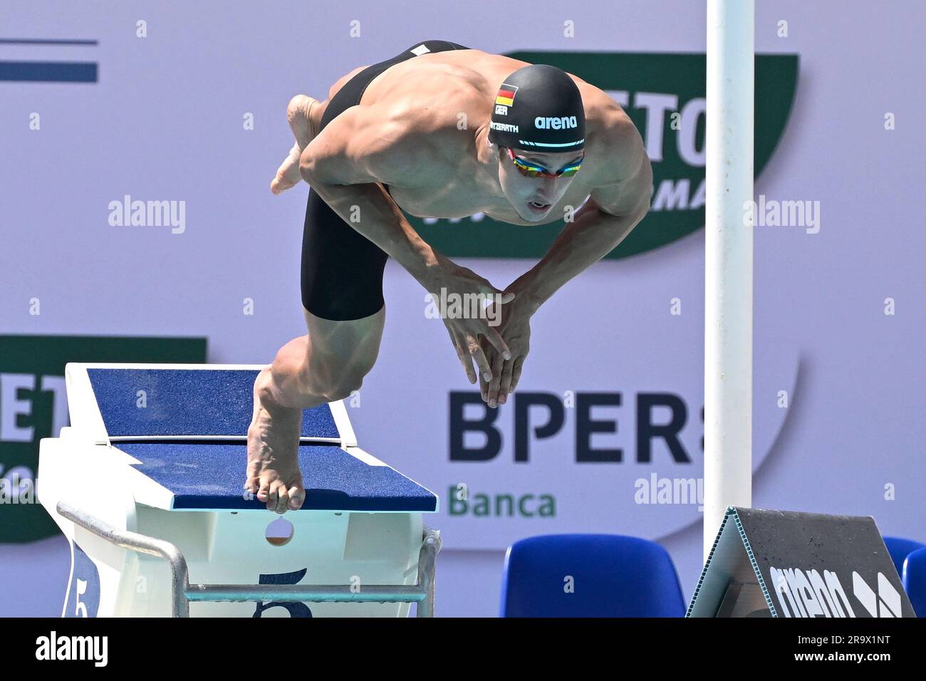 Lucas Matzerath of Germany competes in the 100m Breaststroke Men Heats ...
