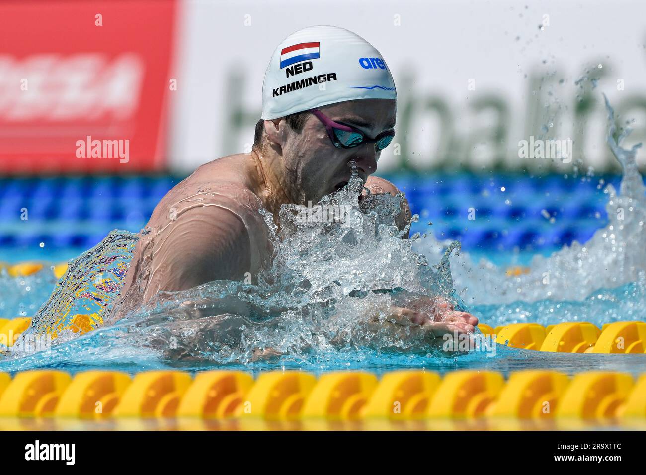 Arno Kamminga of the Netherlands competes in the 100m Breaststroke Men ...